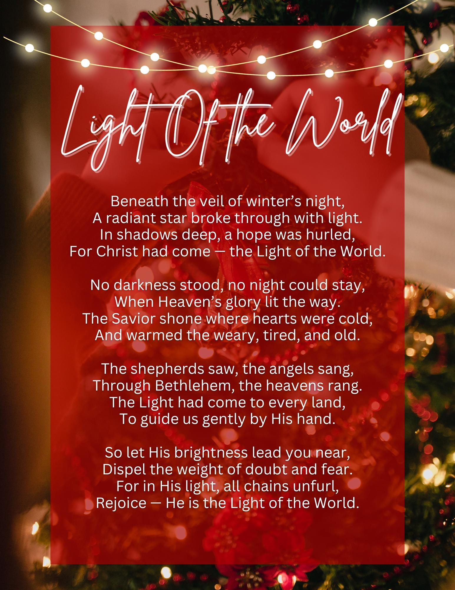 Christian Christmas Poem Art Print: 'light of the World' (digital Download) - Etsy
