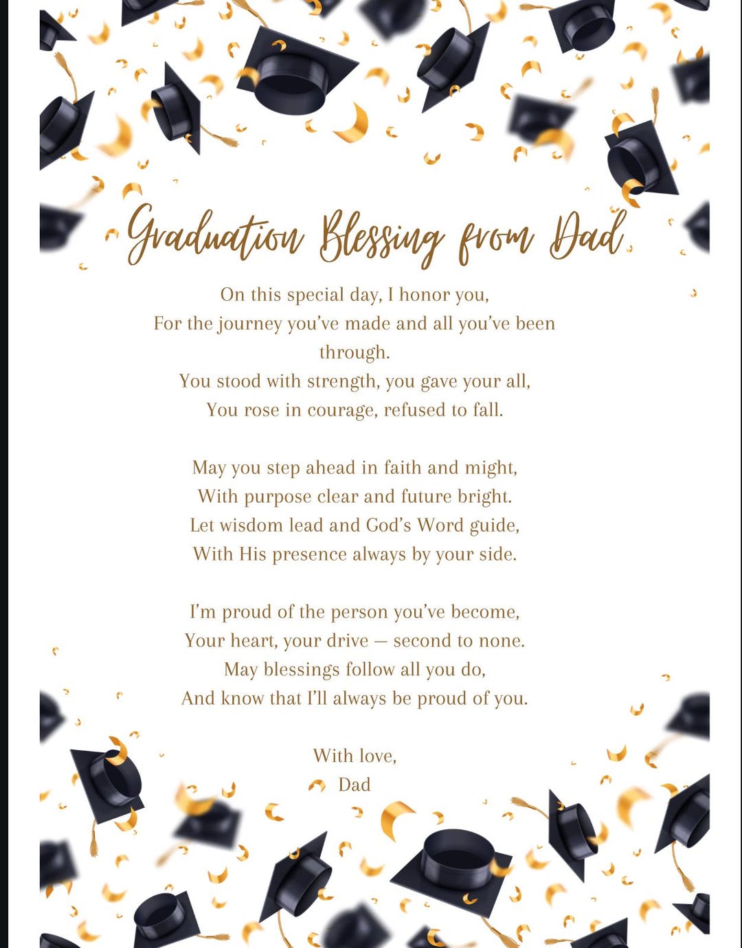 Graduation Blessing Poem From Dad: Inspirational Christian Gift ...