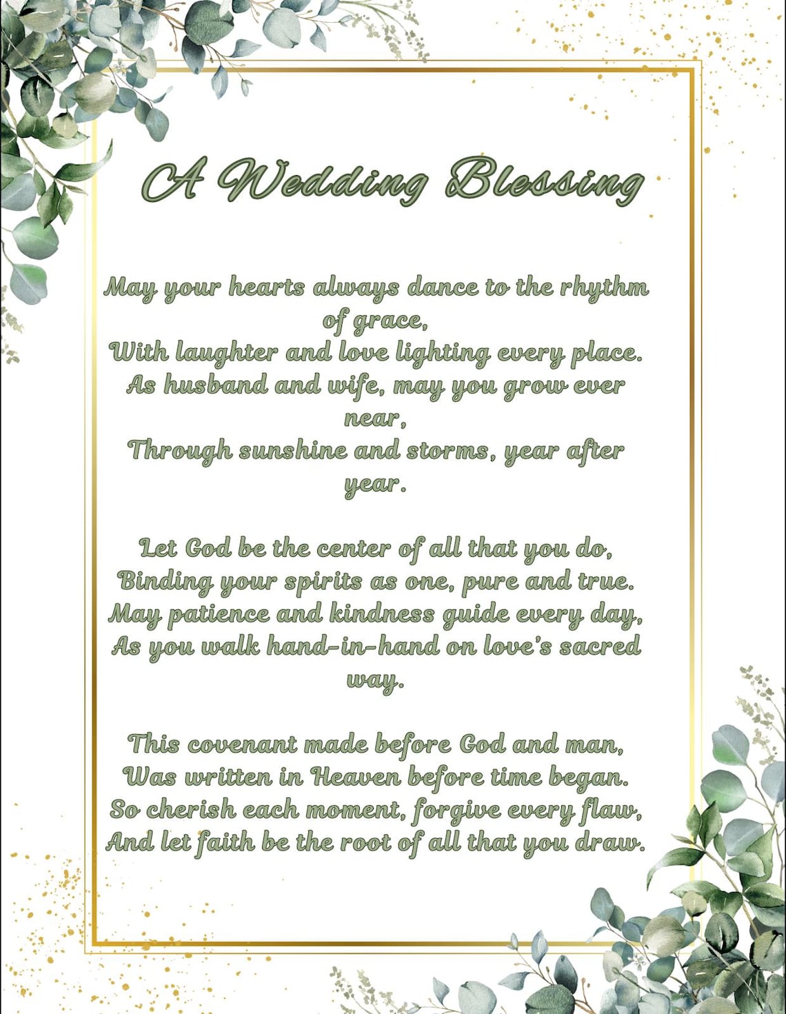 A Wedding Blessing – Printable Christian Marriage Poem | Religious ...