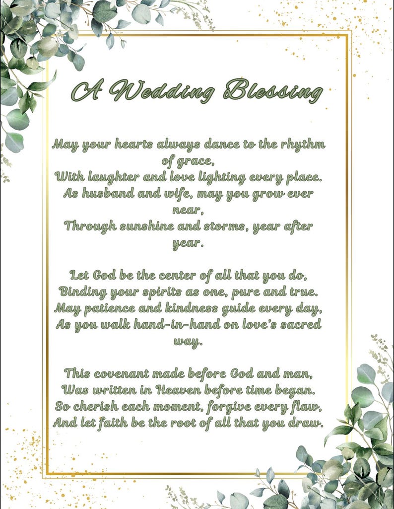 Christian Wedding Blessing Poem: Faith-based Gift for Newlyweds ...