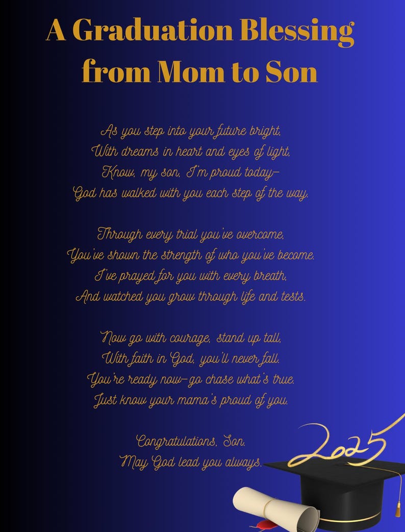Graduation Blessing Poem for Son: Christian Gift (PDF) - Etsy