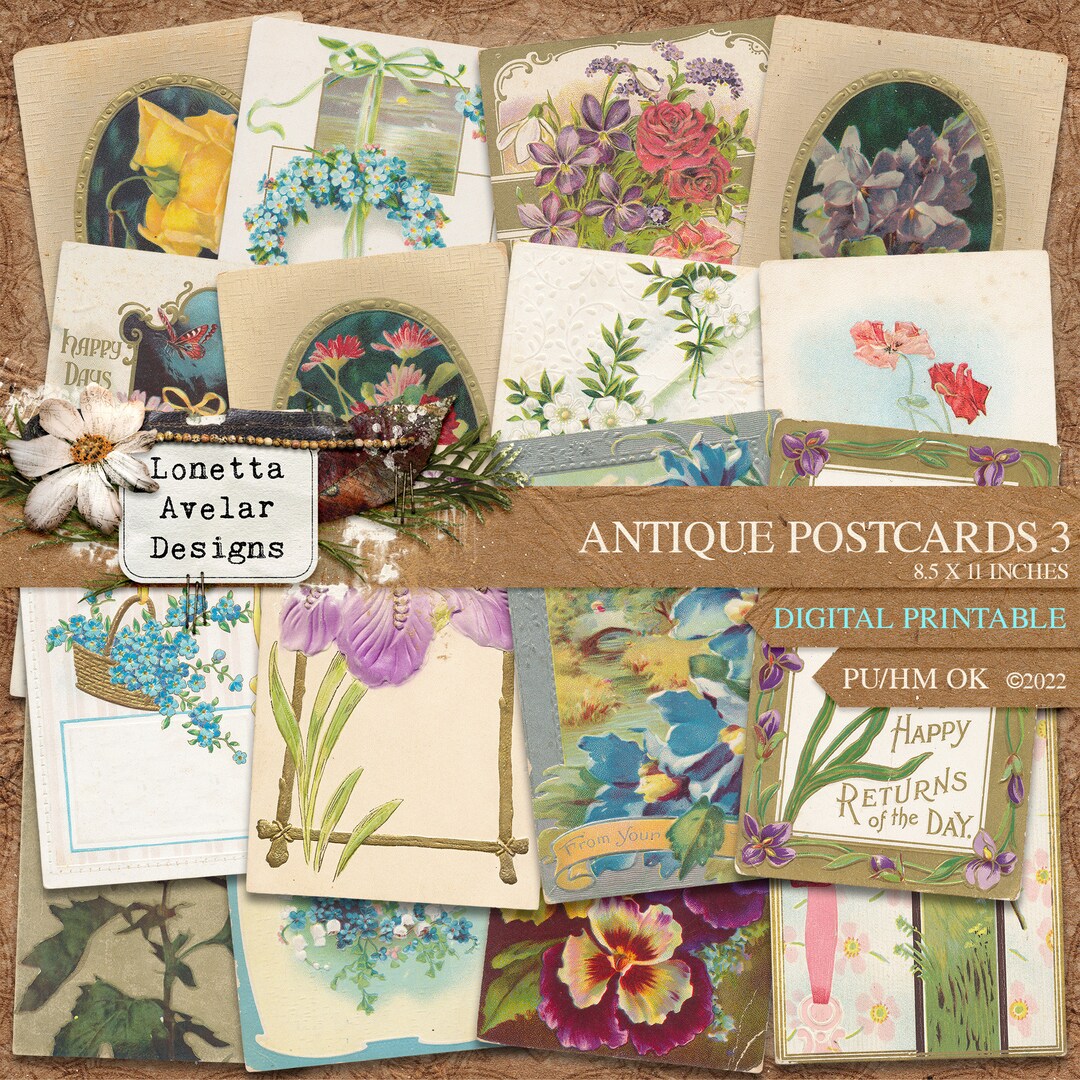 Antique Postcards Junk Journal Printable Kit - Etsy