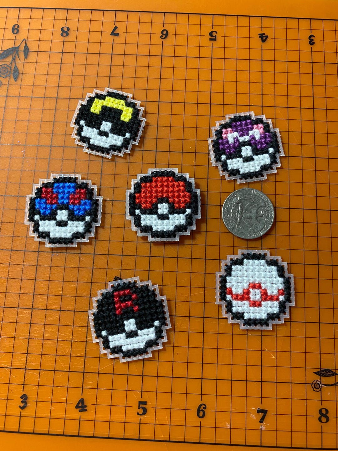 Cross Stitch Pokeball Hair Pin - Etsy