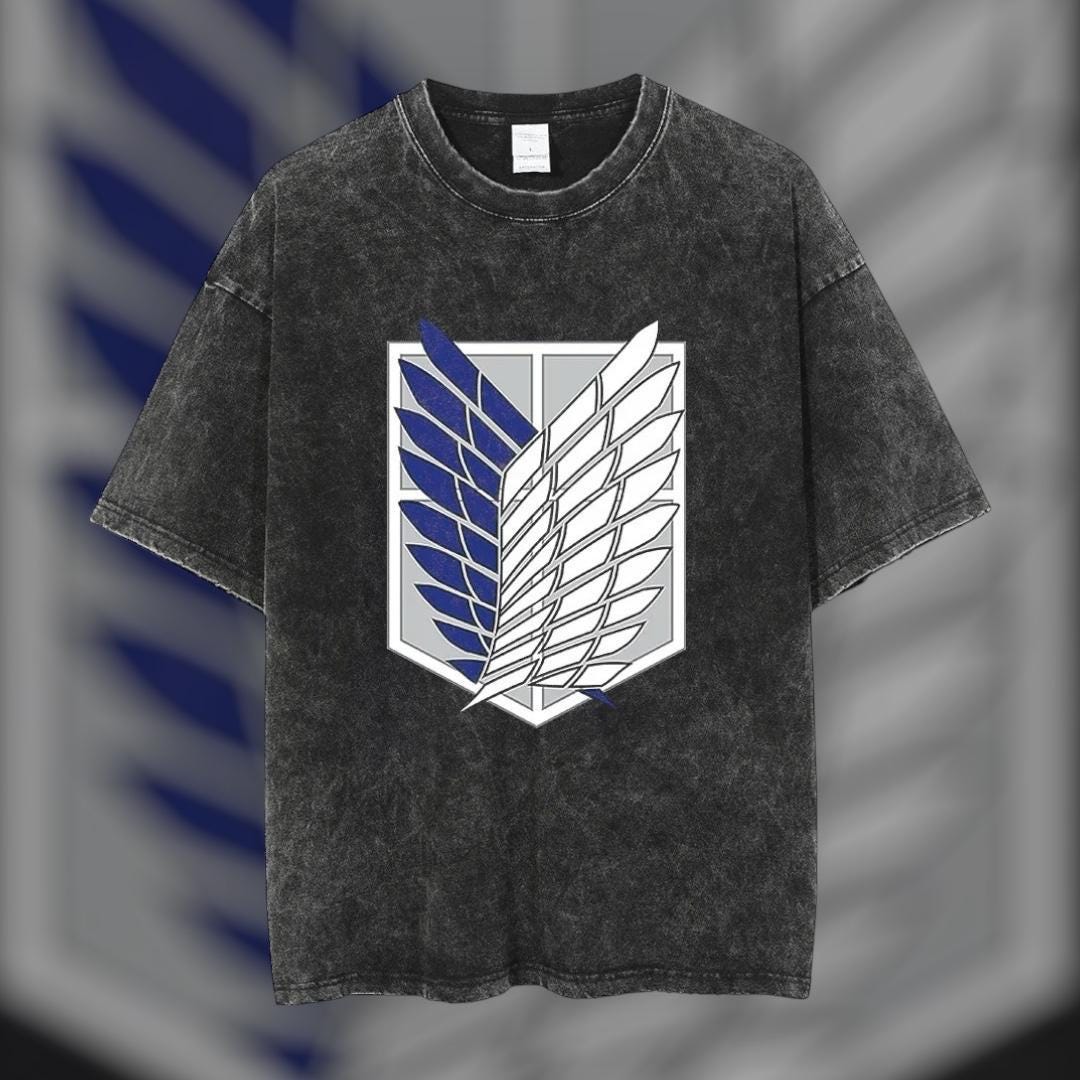 Wings of Freedom Attack on Titan Vintage Washed Black| AOT Tee | Anime ...