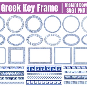 Greek Key Frame SVG Bundle: 29 Meander Border Designs (digital Download ...
