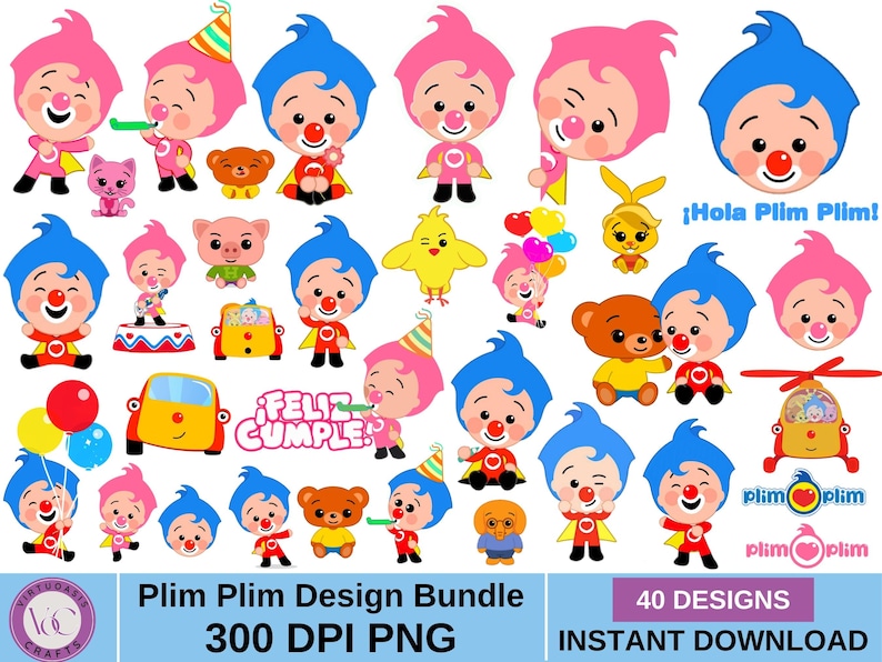 Plim Plim PNG Clipart Bundle, Birthday Party Decor (digital Download ...