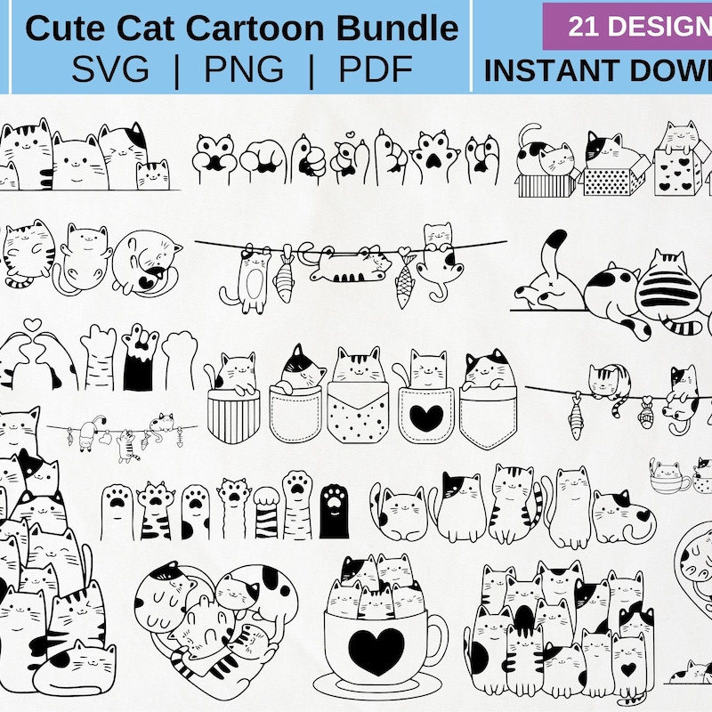 Cartoon Cats Mug - Etsy