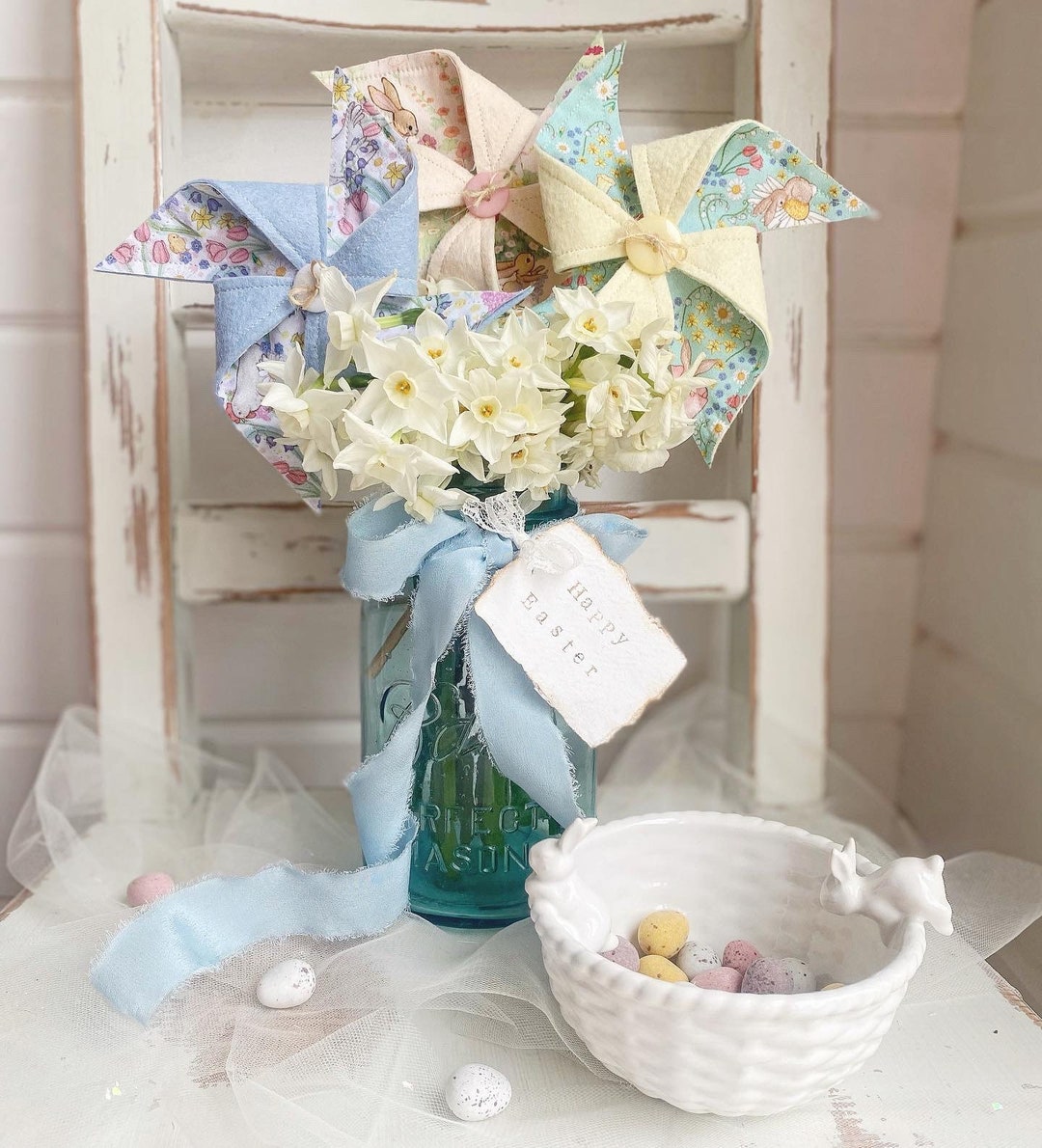 Belle and Boo Easter/spring Pinwheel Decoration - Etsy
