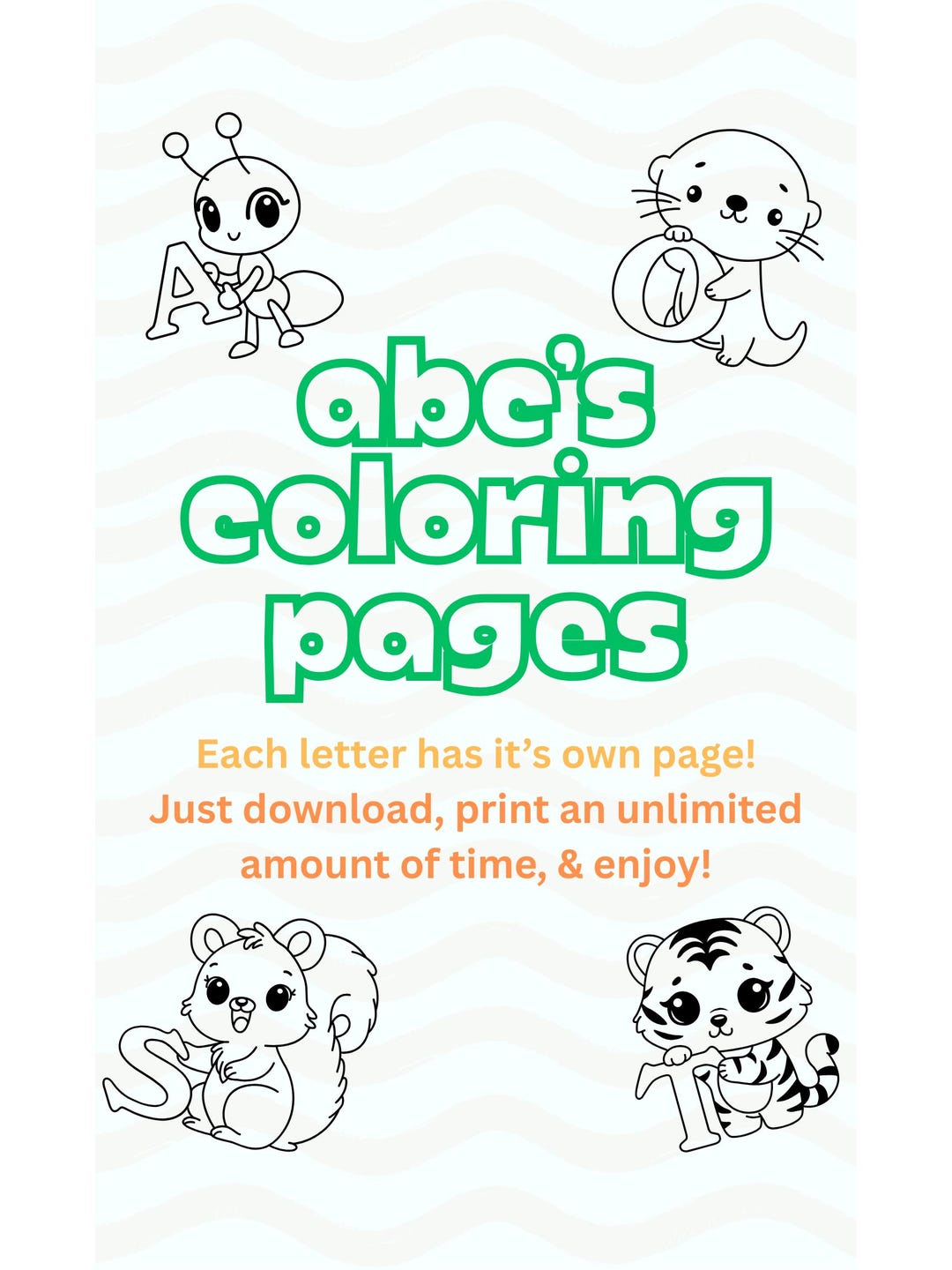 Alphabet Zoo: A to Z Coloring Pages - Etsy
