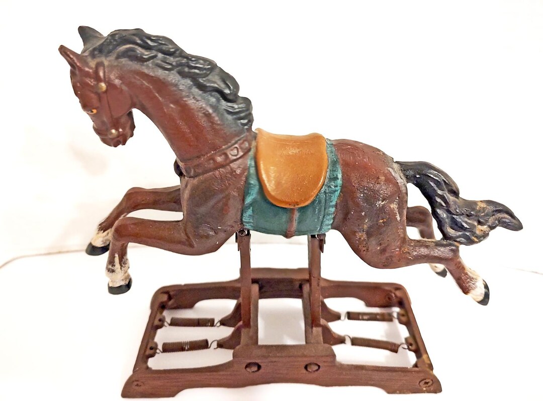 Rare Vintage Cast Iron Rocking Horse - Collectible Toy - Etsy