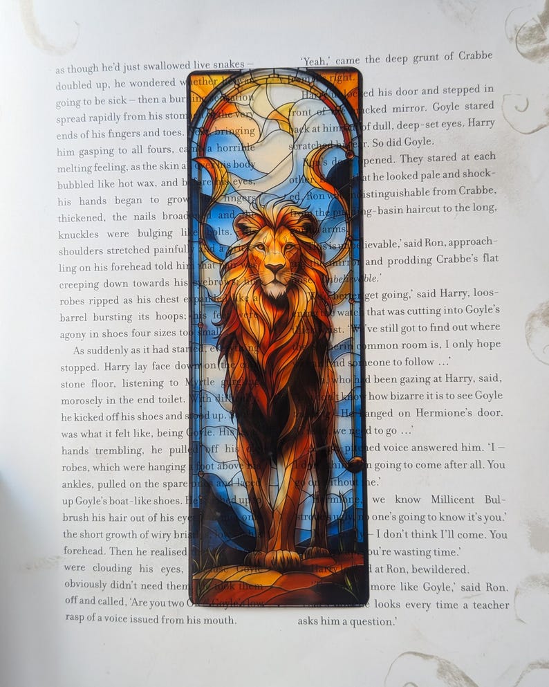 Stained Glass Lion Bookmark: Transparent Fantasy Book Accessory - Etsy