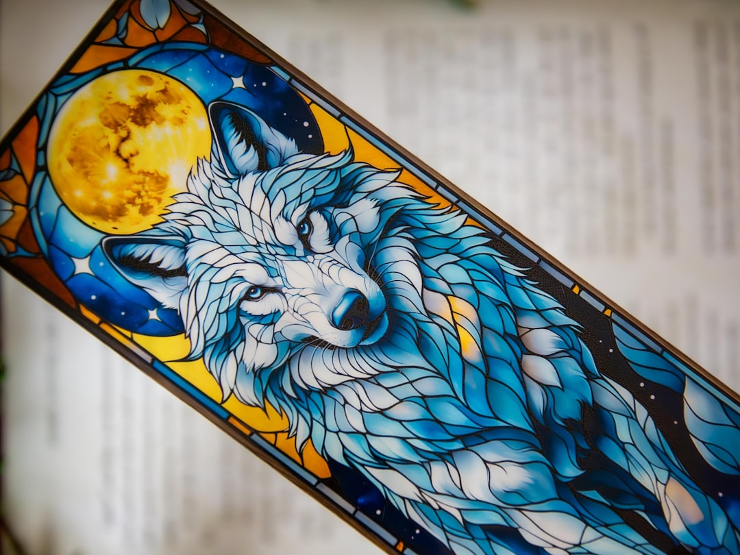 White Wolf Stained Glass Bookmark | Transparent Clear Bookmark | Book ...