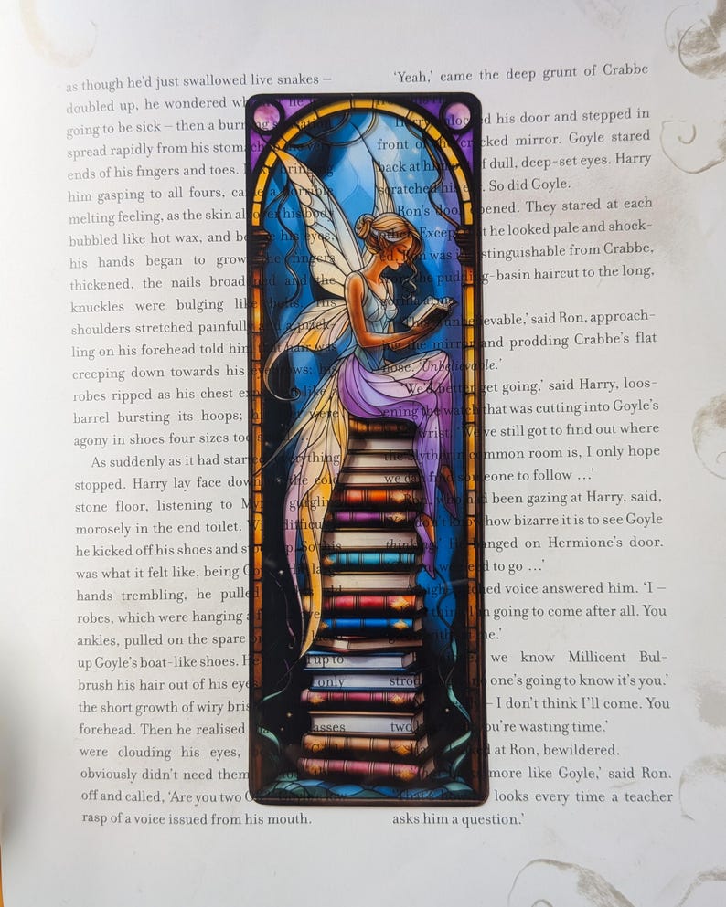 Fairy on Books Bookmark in Stained Glass Style: Magical Reading - Etsy
