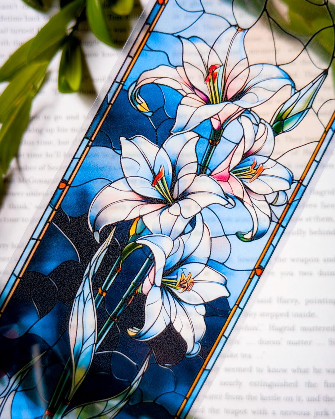 Lily Flower Stained Glass Bookmark | Transparent Lily Flower Bookmark ...
