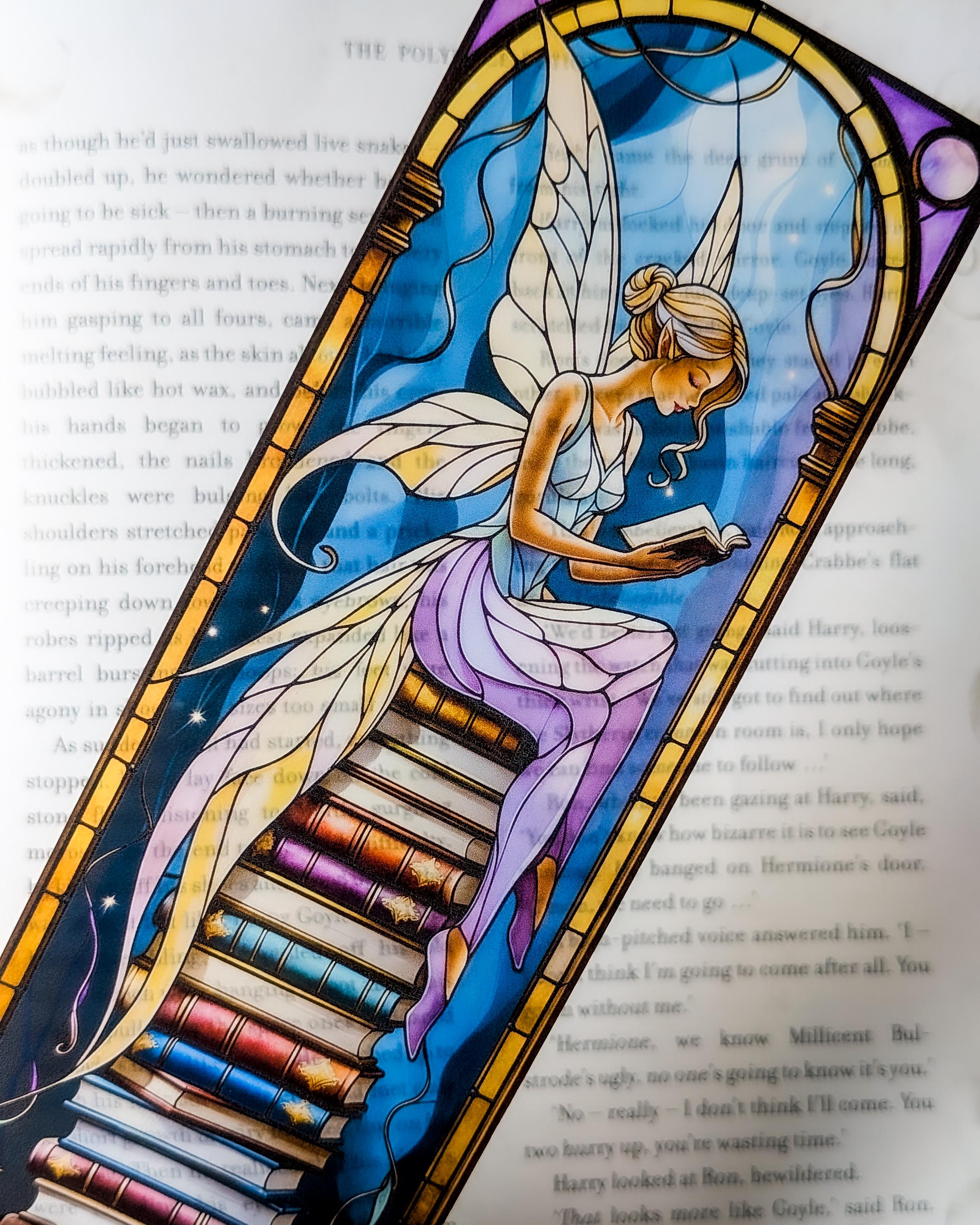 Fairy on Books Bookmark in Stained Glass Style: Magical Reading - Etsy