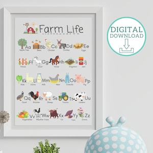Farm Alphabet Printable, Kids Farm Alphabet Digital Download, Farm Life ...