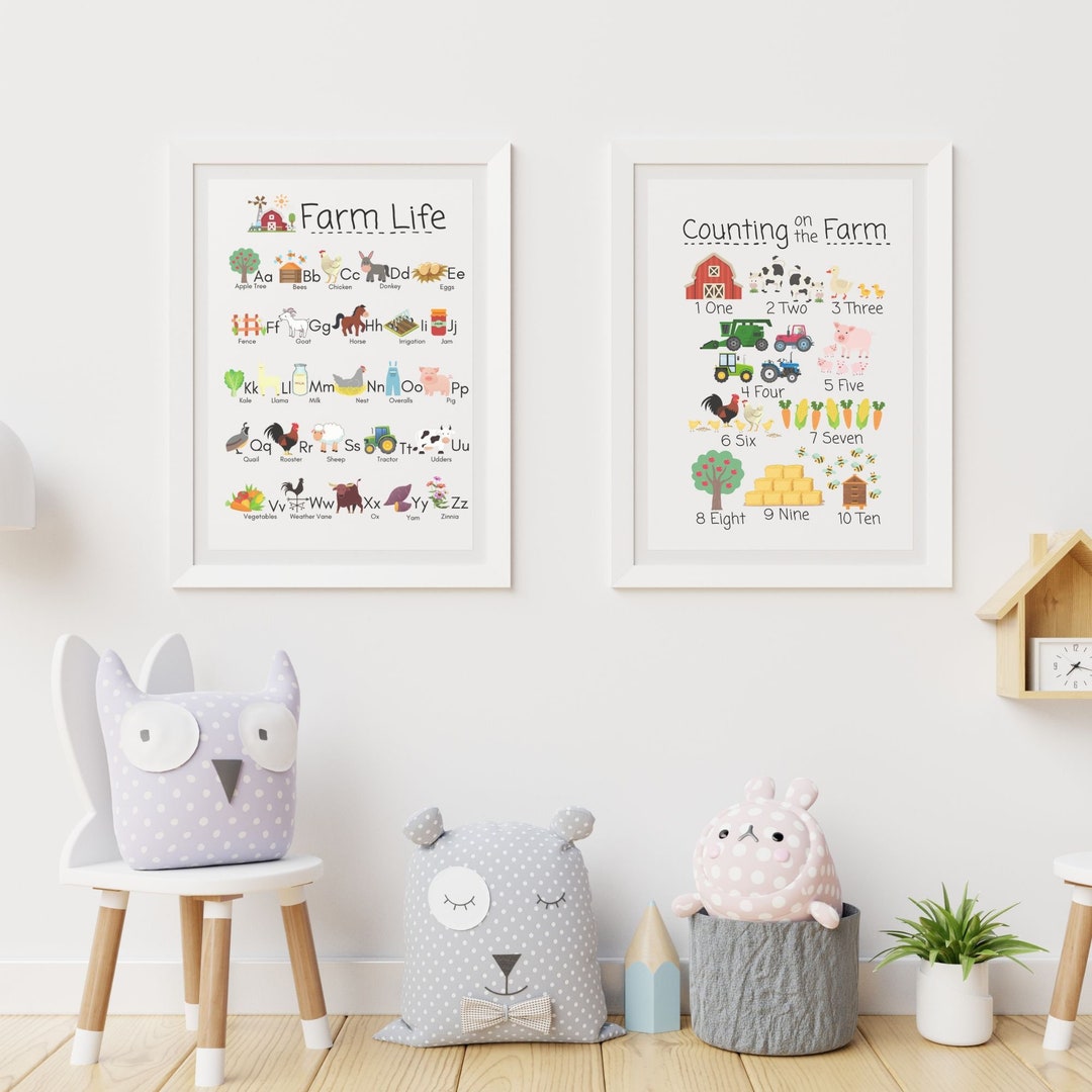 Farm Alphabet and Counting Printables, Kids Farm Decor Digital Download ...