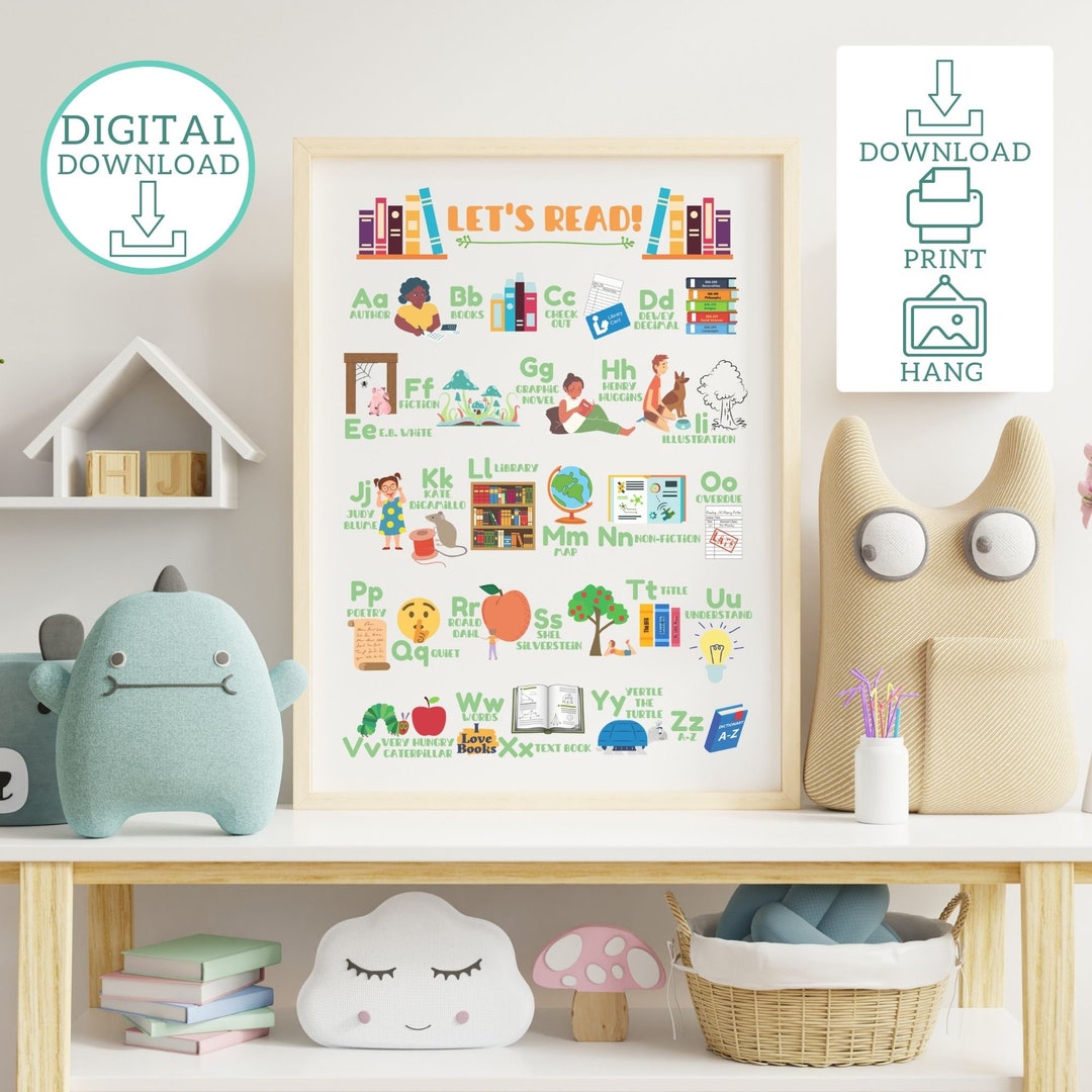 Reading Alphabet Printable Art, Reading ABC Digital Download, Printable ...