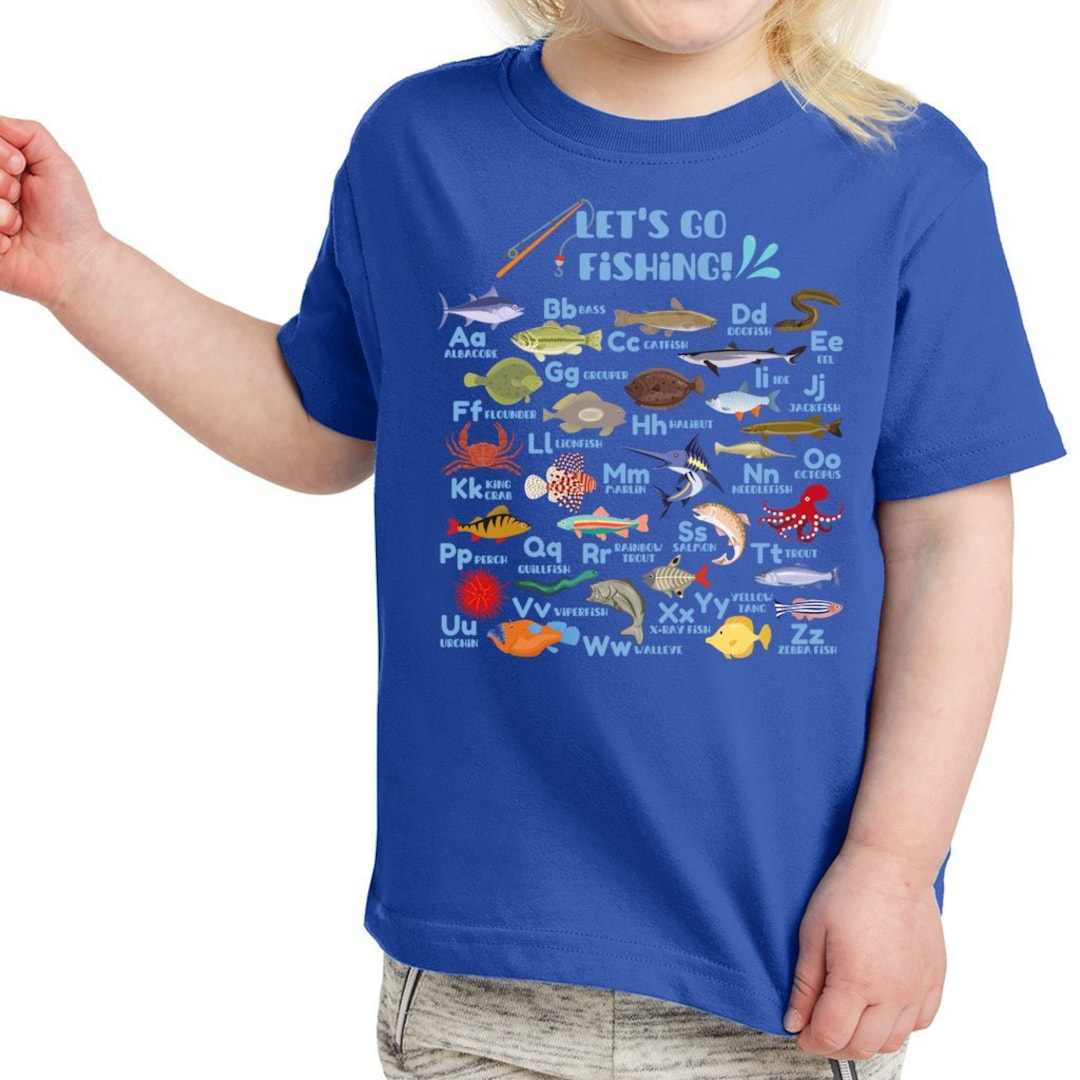 Let's Go Fishing! Toddler Fish Alphabet Shirt, Toddler Fishing ABC ...