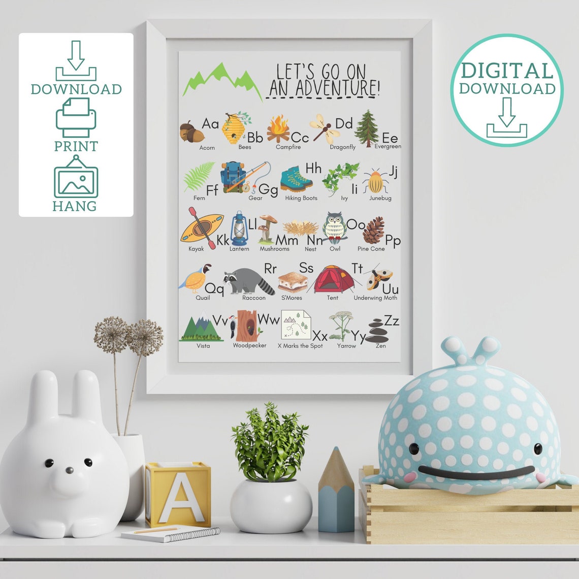Adventure Alphabet, Outdoor Adventure ABC Print, PRINTABLE Wall Art ...