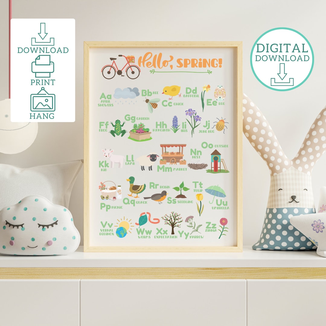 Hello Spring Alphabet Digital Download Printable, Hello Spring ABC ...