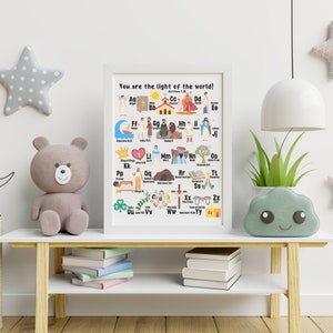 Bible Alphabet Printable Wall Decor, Christian Alphabet Digital ...
