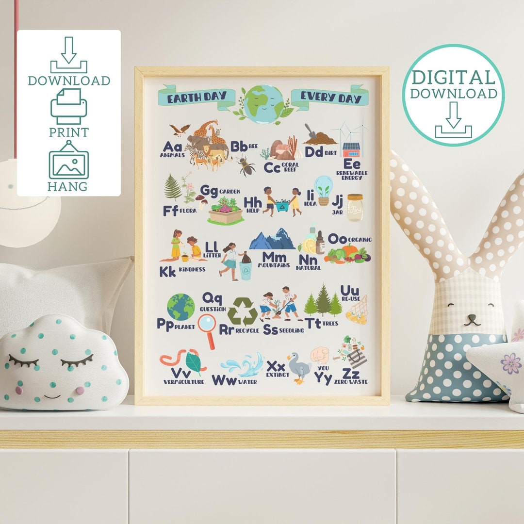 Earth Day Alphabet Digital Download Printable, Earth Day ABC Printable ...