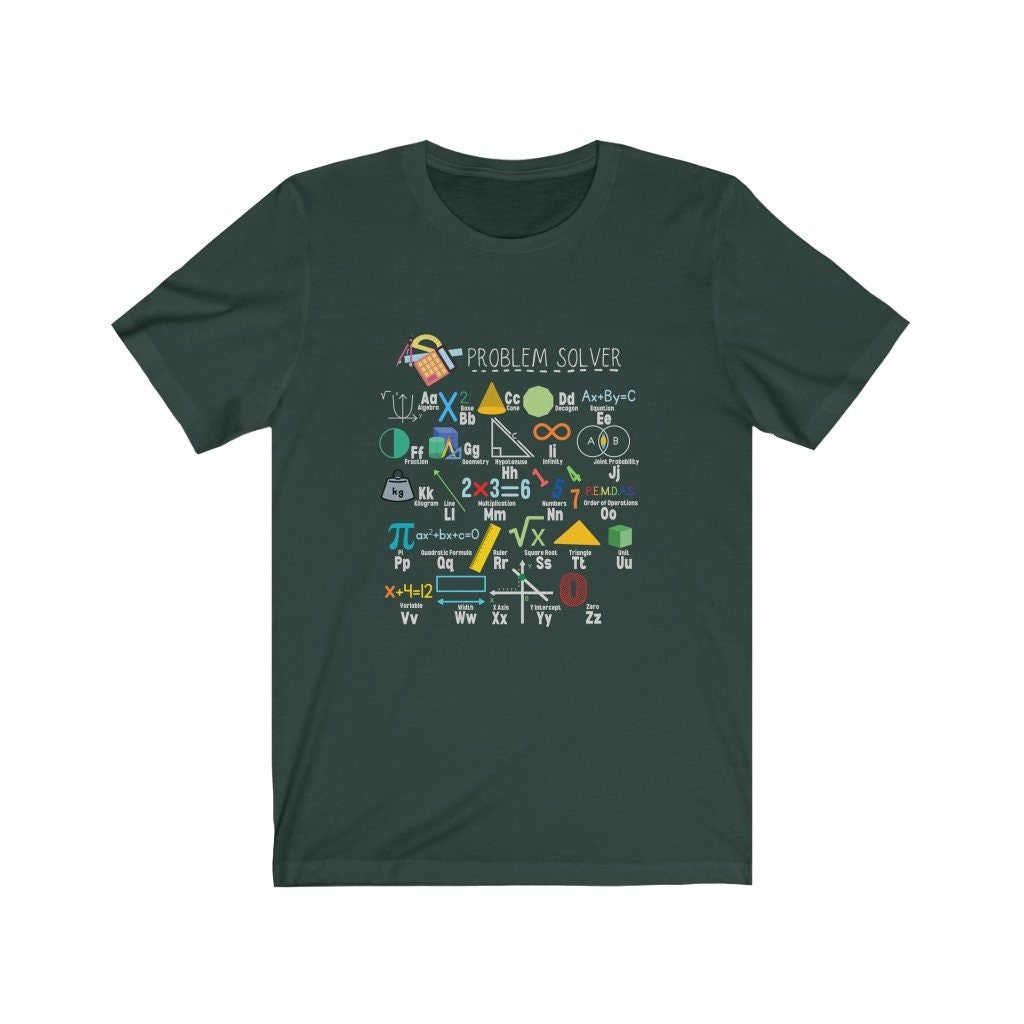 Math Teacher Alphabet Tee, Problem Solver Math Teacher Shirt, Math ABC ...