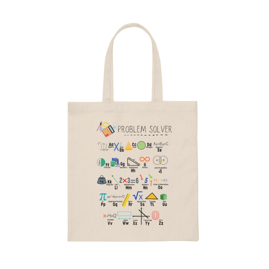 Math Teacher Tote Bag, Problem Solver Math Tote Bag, Math Alphabet Tote ...