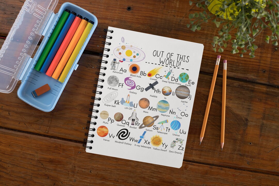 Out of This World Space Alphabet A-Z in Space Spiral Notebook - Ruled ...