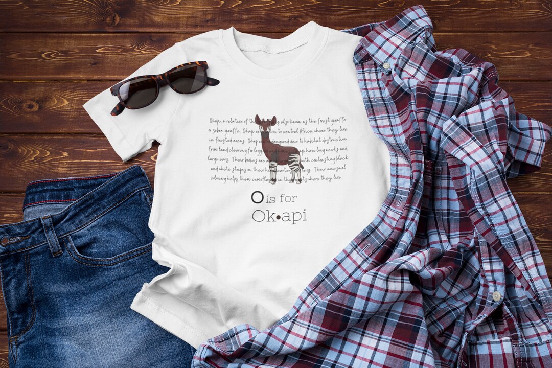 O is for Okapi A-Z Animal Alphabet Educational ABC Adult Shirt, Okapi ...