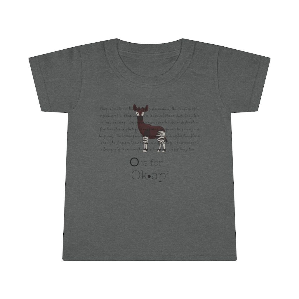 O is for Okapi A-Z Animal Alphabet Educational ABC Toddler Shirt 2T-6T ...