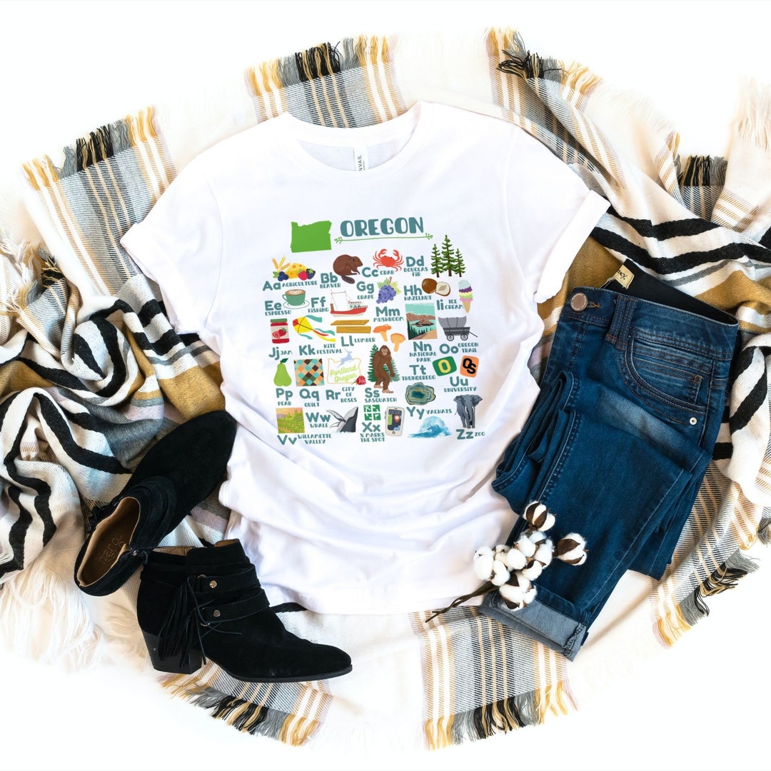 Oregon Alphabet Shirt, Oregon Teacher Tshirt, Oregon A-Z Alphabet Shirt ...