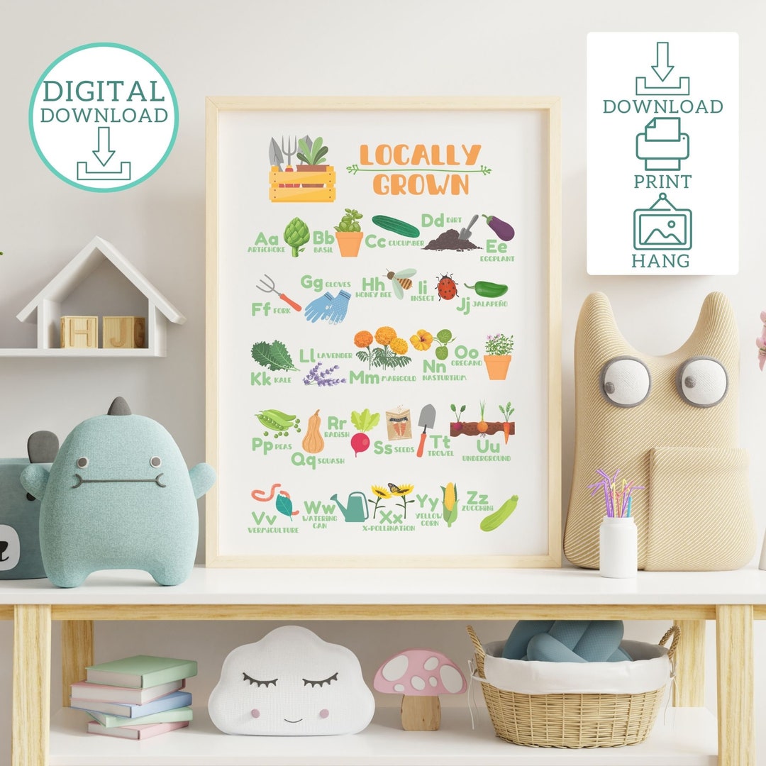 Locally Grown Garden Alphabet Printable, Garden ABC Digital Download ...