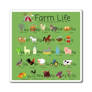 Farm Life Alphabet ABC A-Z Kid's Farm Alphabet Magnet | Etsy