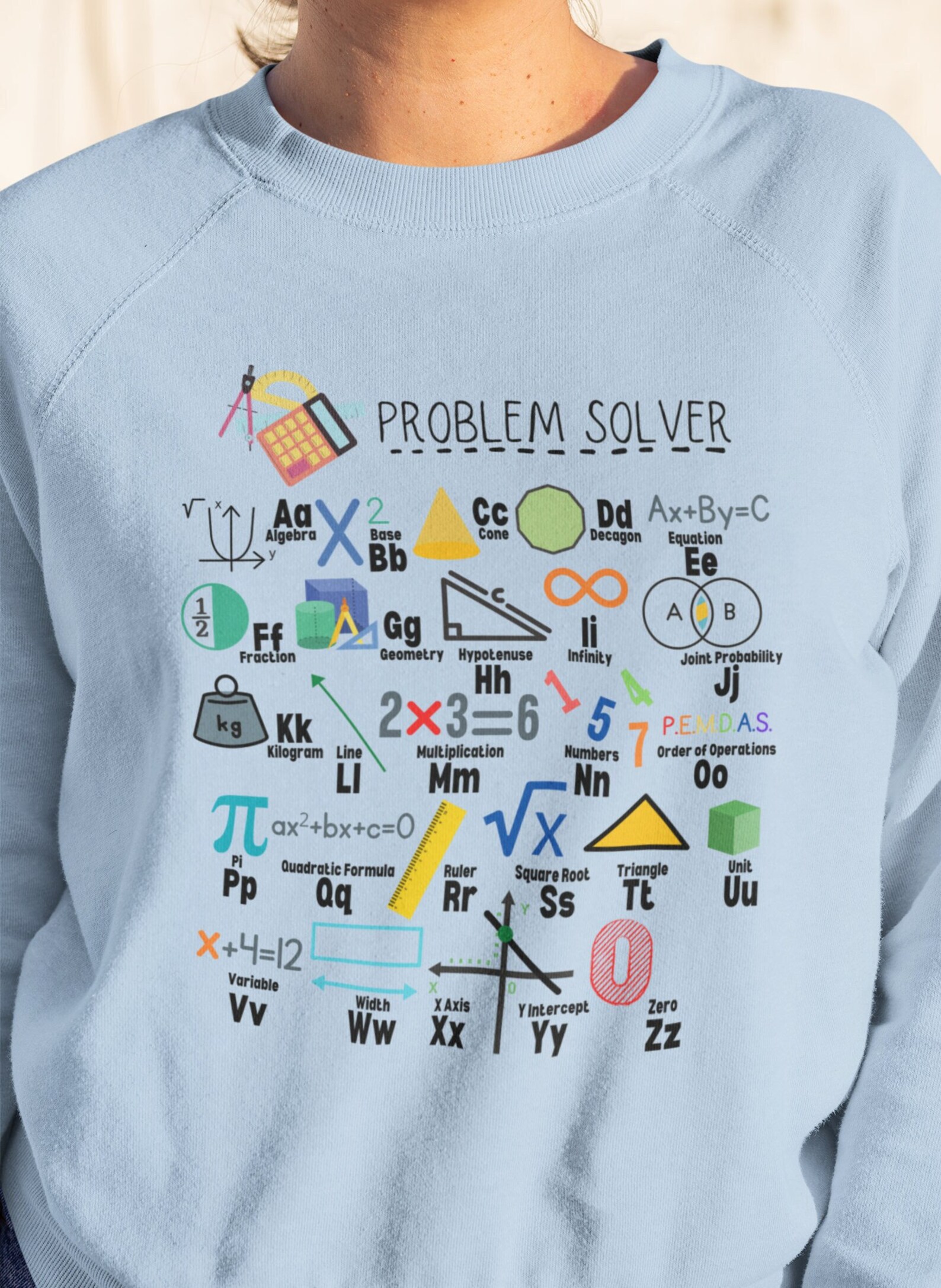 Math Teacher Alphabet Sweatshirt, Problem Solver Math Teacher Shirt ...