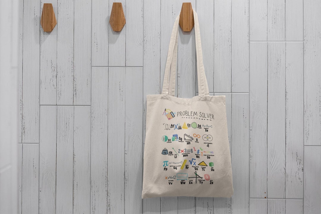 Math Teacher Tote Bag, Problem Solver Math Tote Bag, Math Alphabet Tote ...