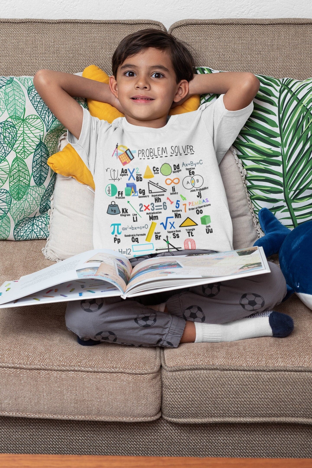 Kid's Math Alphabet Tee, Kid's Problem Solver Math Shirt, Math ABC ...