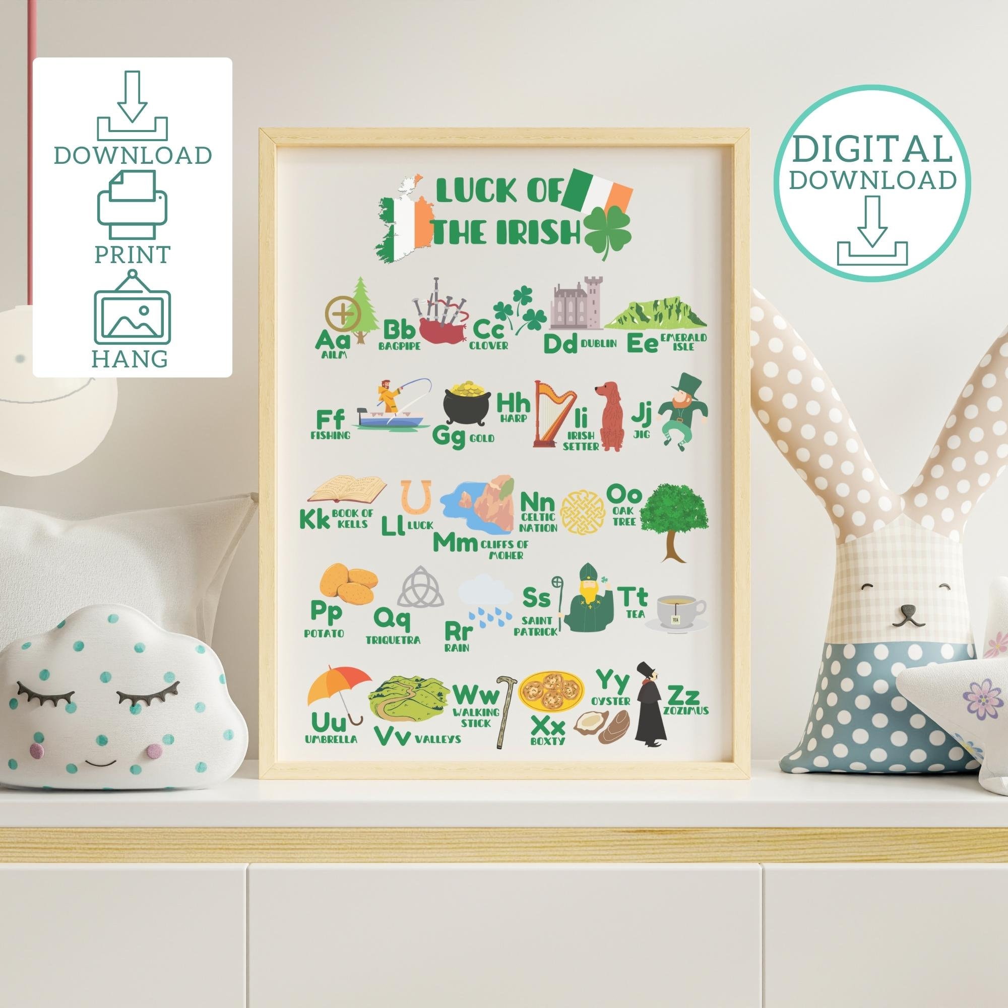 Irish Alphabet Digital Download Printable, St Patricks Day ABC ...