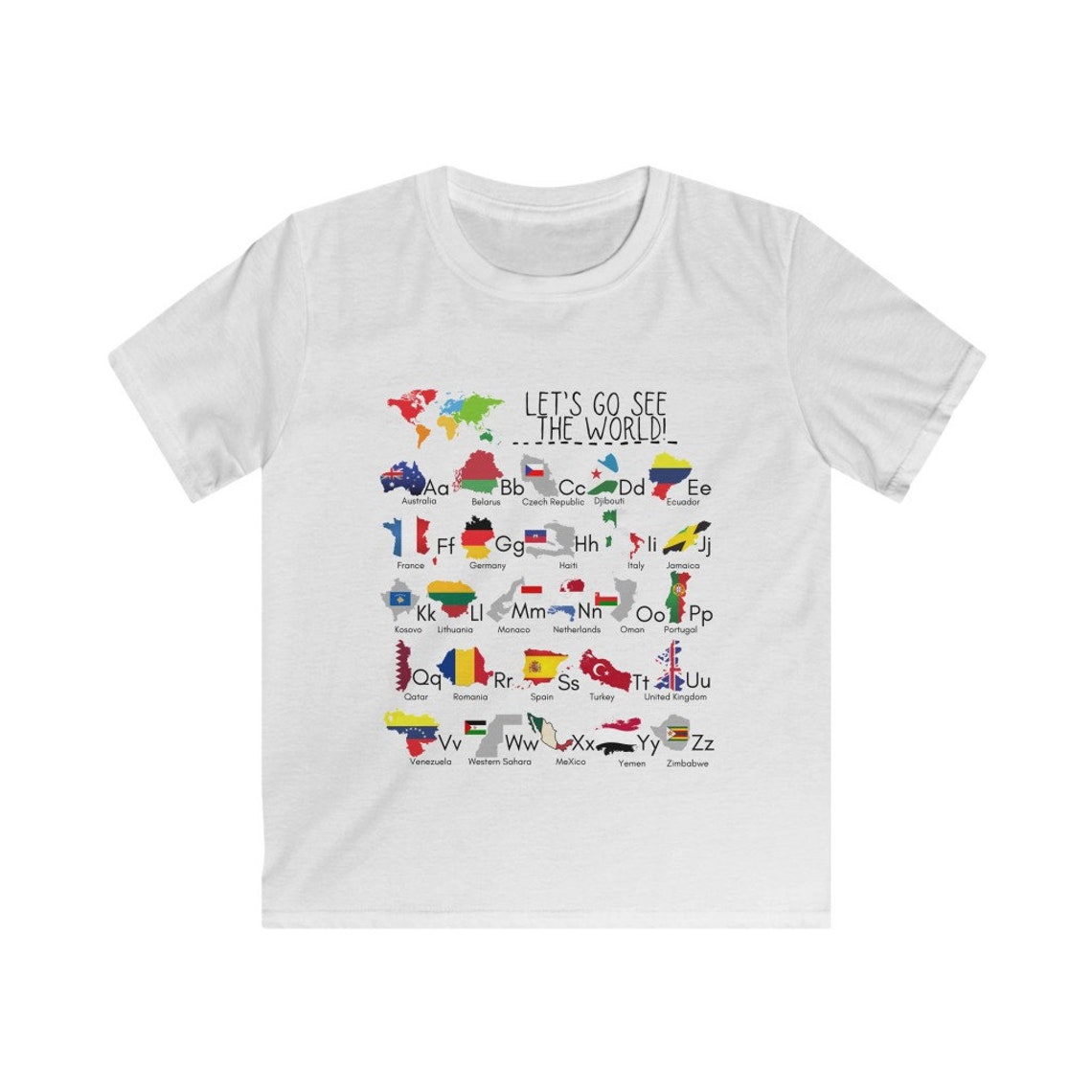See the World Country Alphabet Kid's Shirt A-Z Countries - Etsy