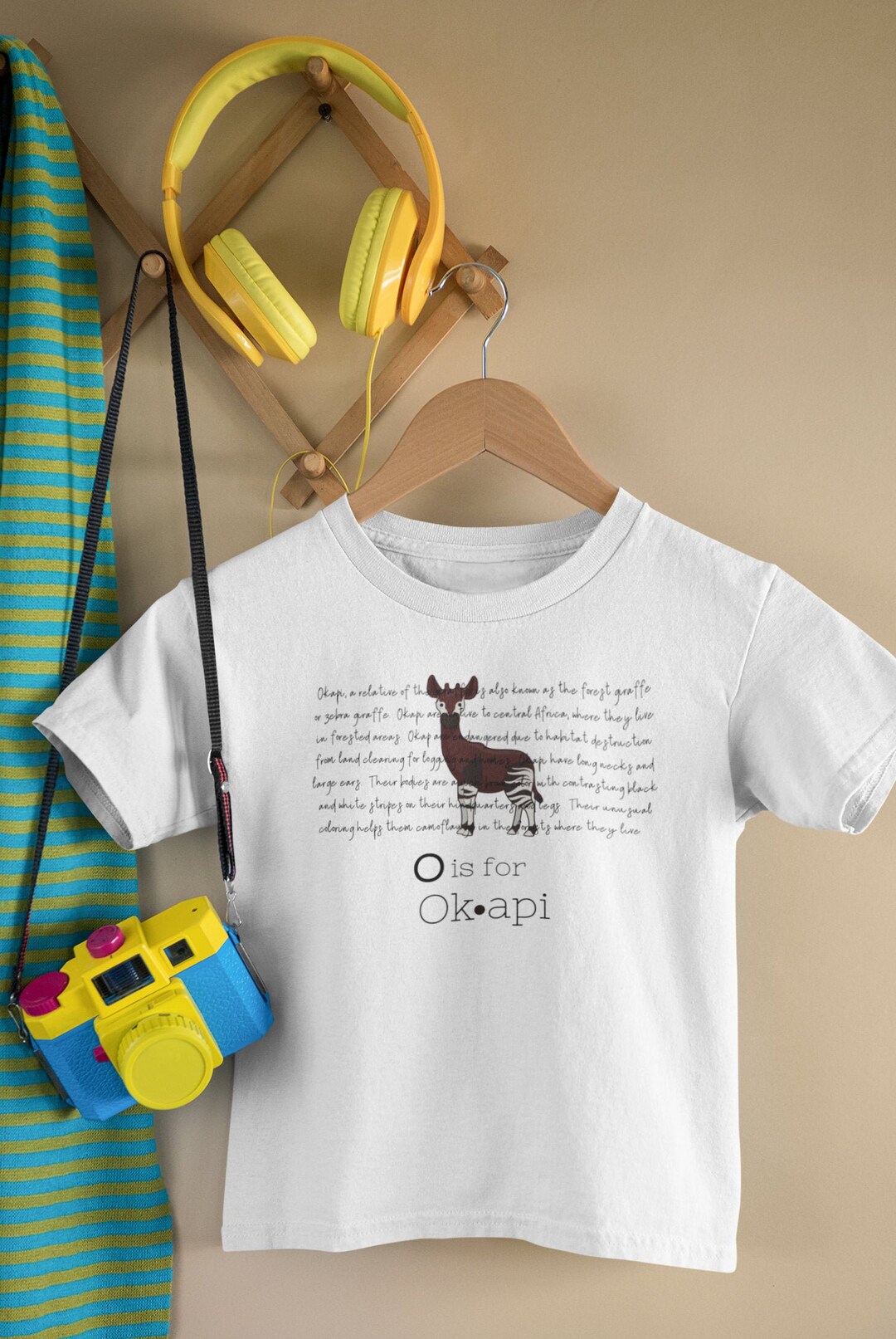 O is for Okapi A-Z Animal Alphabet Educational ABC Toddler Shirt 2T-6T ...