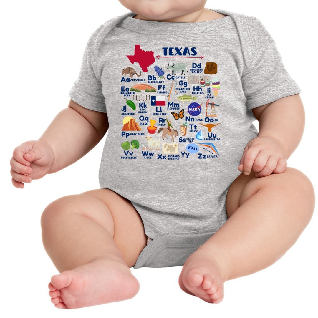 Texas Alphabet Baby Onesie, Texas ABC Baby Gift, Infant ABC Onesie ...