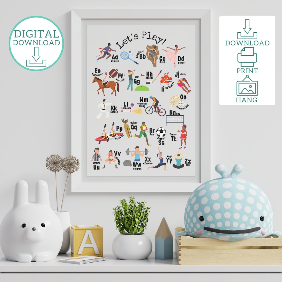 P.E. Alphabet Print, P.E. ABC Print, Sports Printable Art, P.E ...