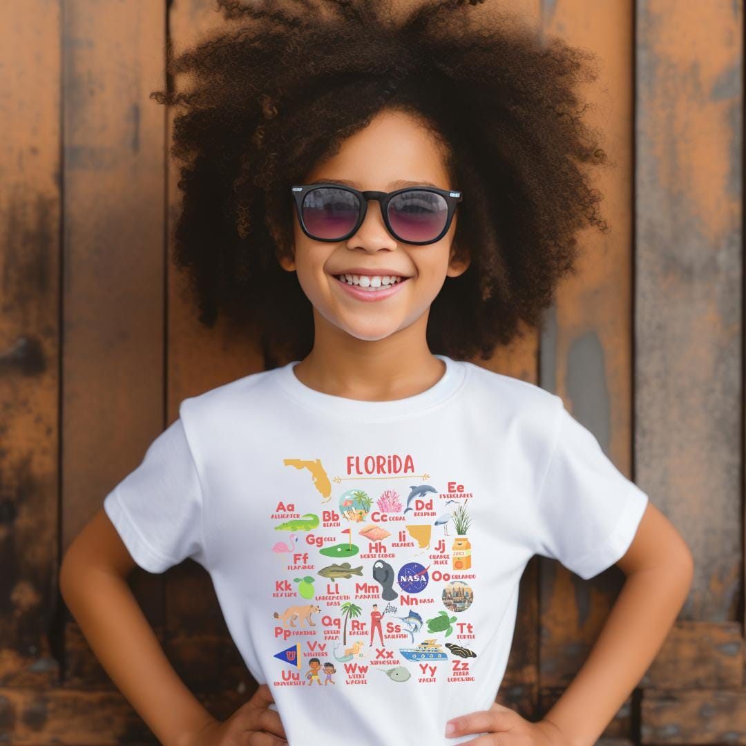 Florida Alphabet Shirt for Kids Family Vacation Florida ABC Tee Visit ...