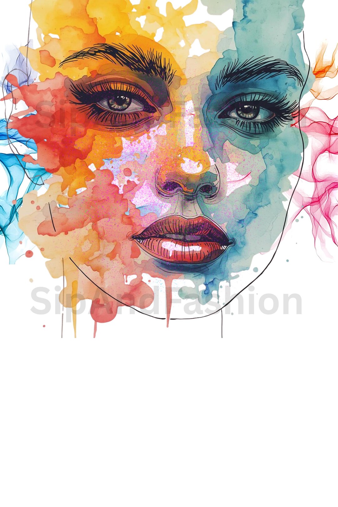 Colorful Lady Face Art | Abstract Woman Portrait. - Etsy