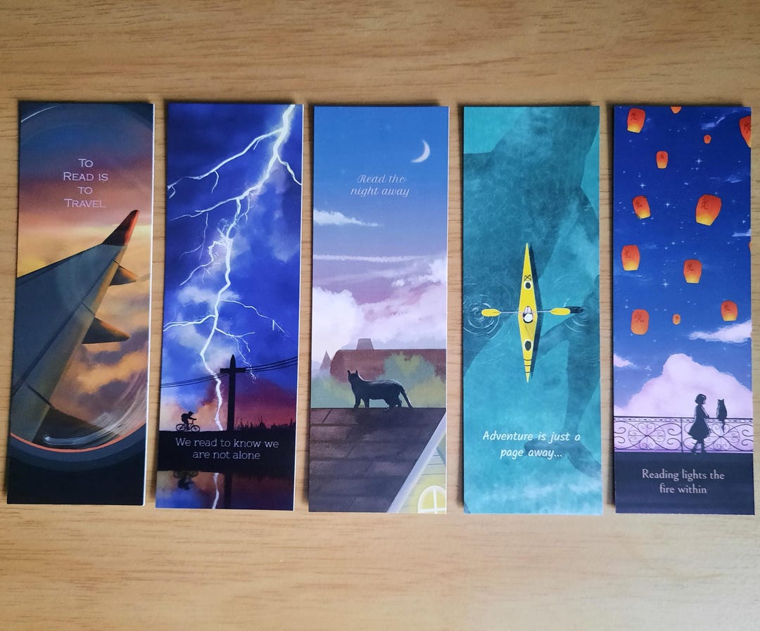 Nature Illustration Bookmarks: Sky, Sea, Wildlife Art - Set of 5 - Etsy