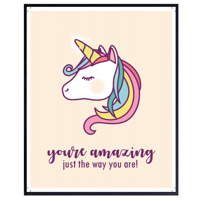 Unicorn Inspirational Poster: Motivational Wall Art for Girl's Room - Etsy