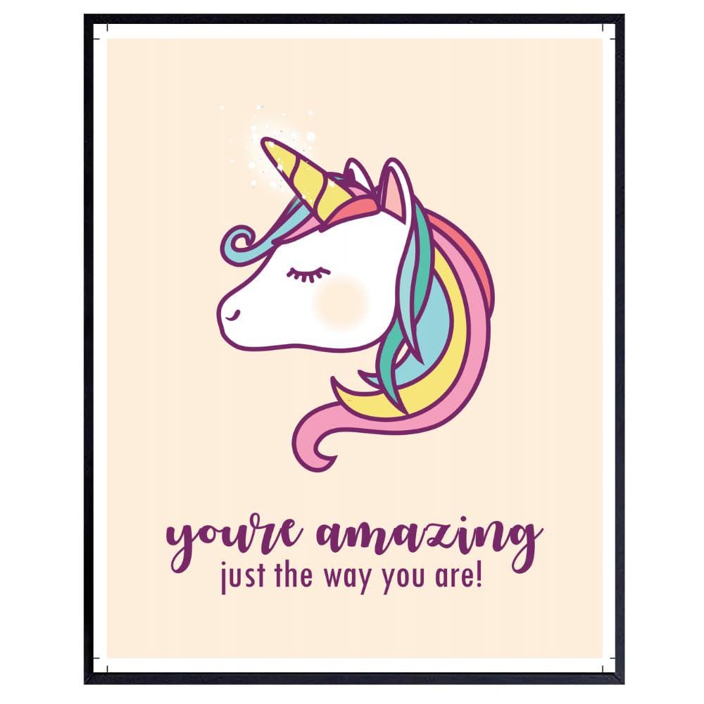 Unicorn Inspirational Poster: Motivational Wall Art for Girl's Room - Etsy