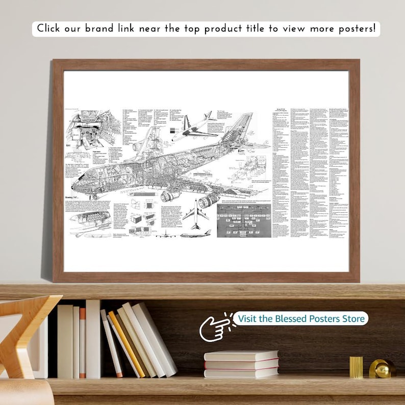 Boeing 747 Diagram Poster - Airline Aviation Wall Art - Airplane ...
