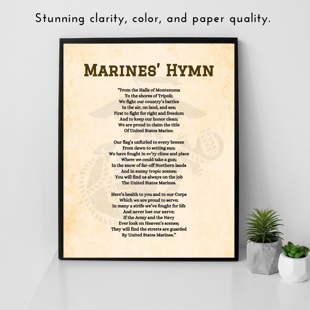 Marines' Hymn Wall Art: USMC Military Home Decor, Patriotic Gift - Etsy